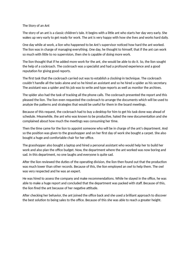 The Story of an Ant | PDF | Psychology | Social Psychology