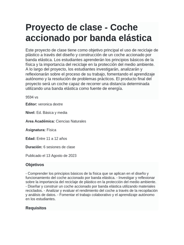 Proyecto de clase | PDF | Evaluación | Aprendizaje