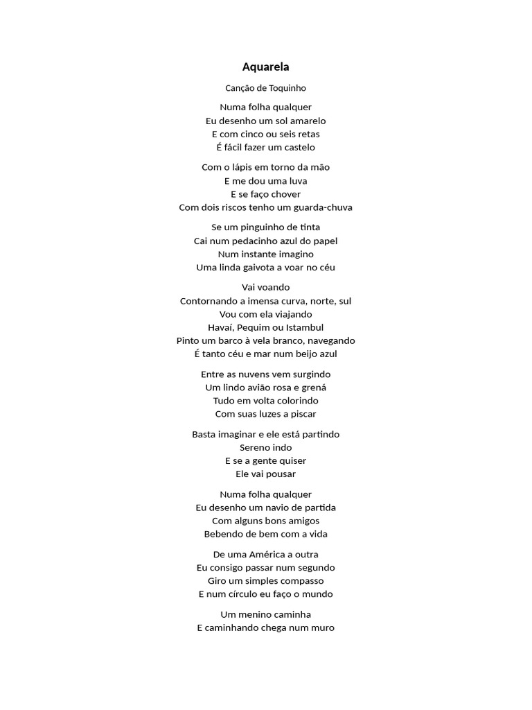 Aquarela Letra Toquinho | PDF