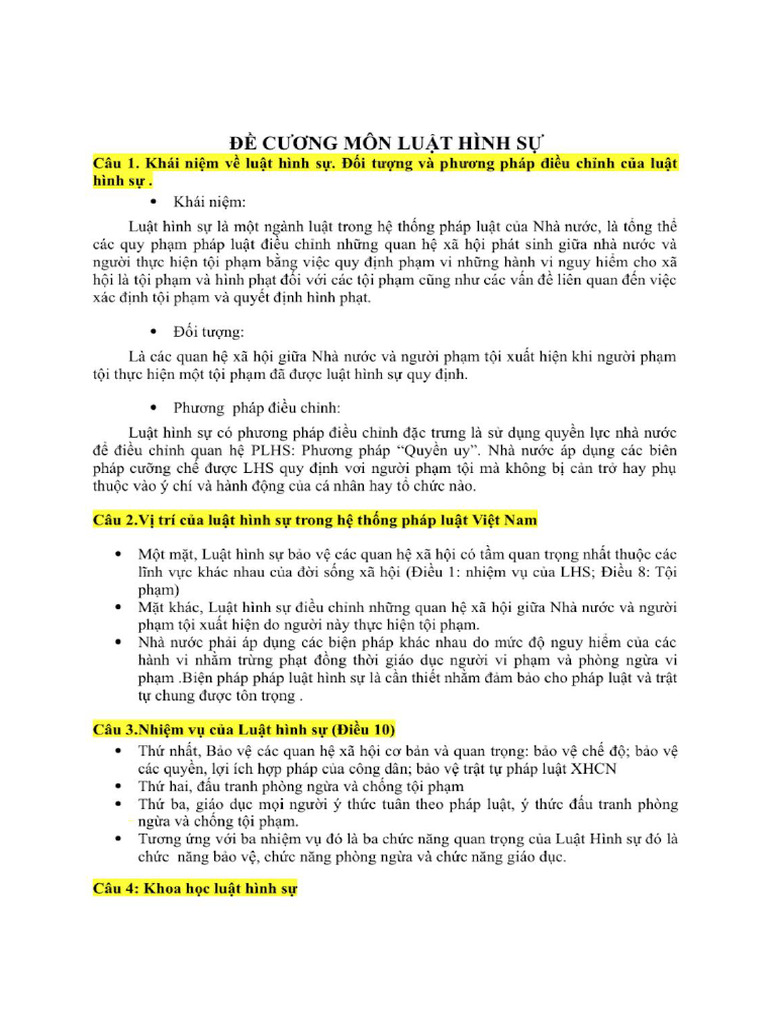 Đề Cương LHS | PDF