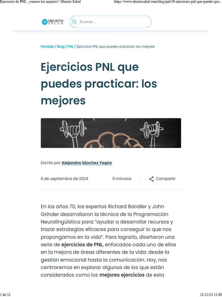 Ejercicios de PNL - ¡Conoce Los Mejores! - Deusto Salud | PDF | Programación neurolingüistica ...