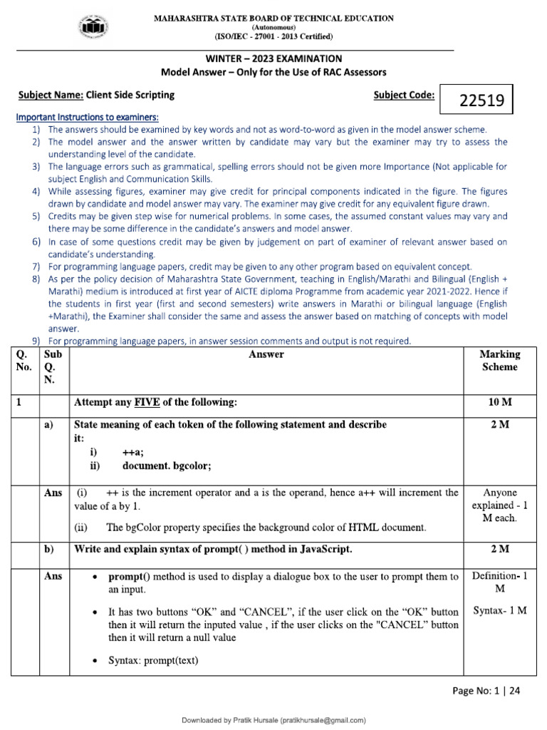 Model Answer Winter 2023 | PDF