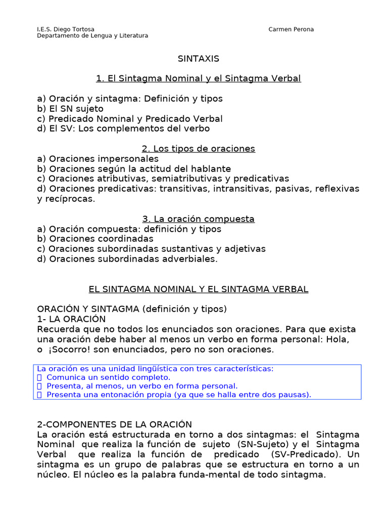 Sintaxis 2 BCH | PDF | Predicado (Gramática) | Asunto (gramática)