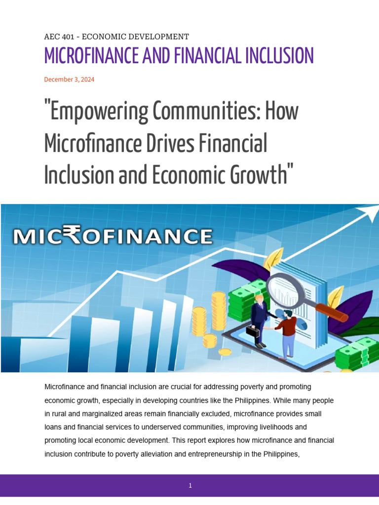 Narrative Report On Microfinance and Financial Inclusion | PDF | Microfinance | Financial Inclusion
