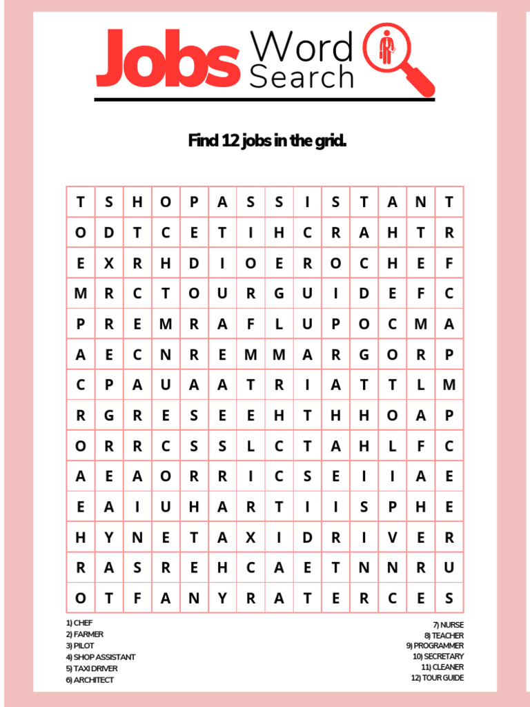Job Titles Word Search Puzzle | PDF
