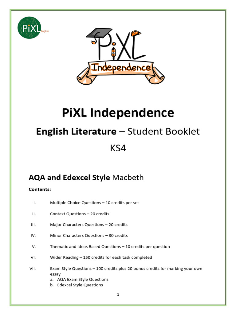 PiXL Independence - English Literature - GCSE - Macbeth - STUDENT BOOKLET | PDF | Macbeth