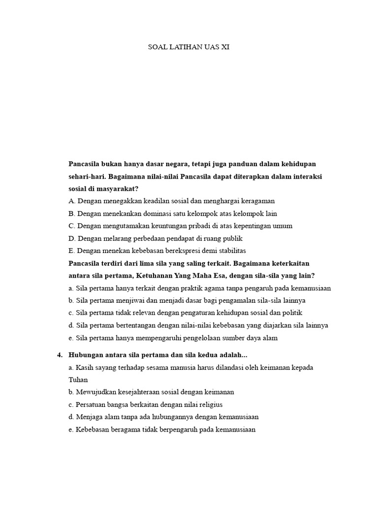 Soal Latihan Uas Xi | PDF