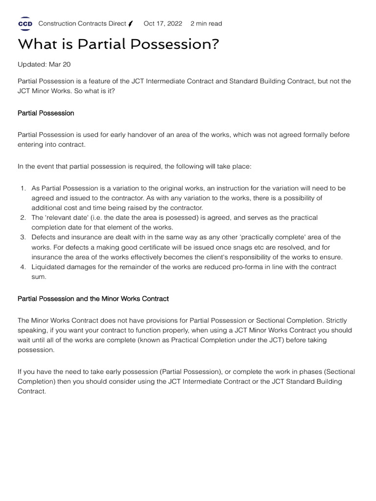 What Is Partial Possession | PDF