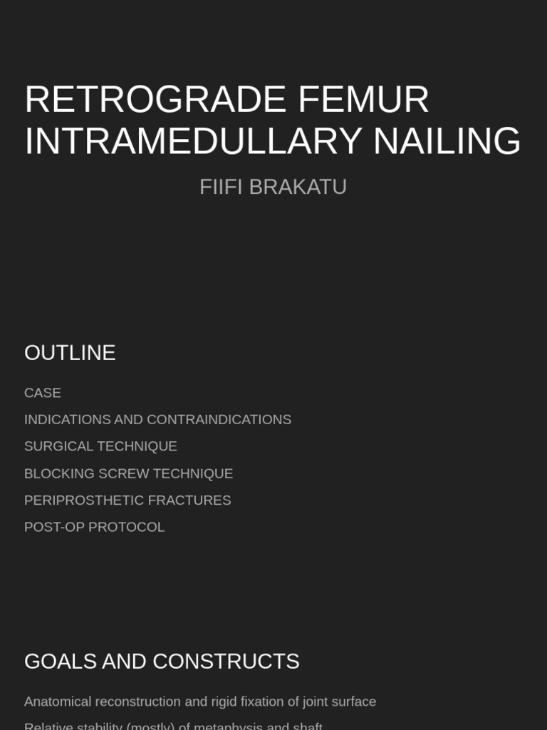 Retrograde Femur Nailing Techniques | PDF