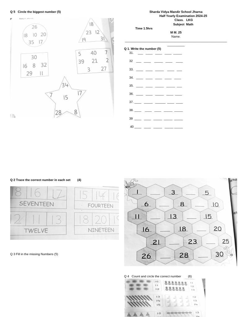 Class LKG Math Ready For Print | PDF