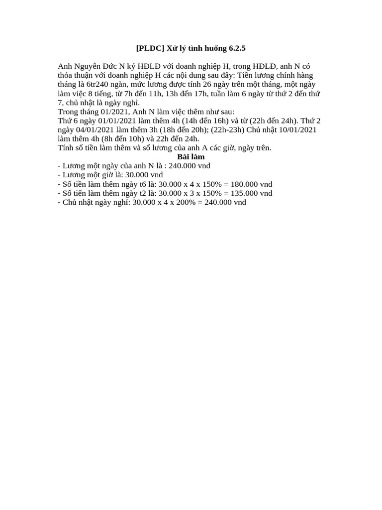 [PLDC] Xử Lý Tình Huống 6.2.5 | PDF