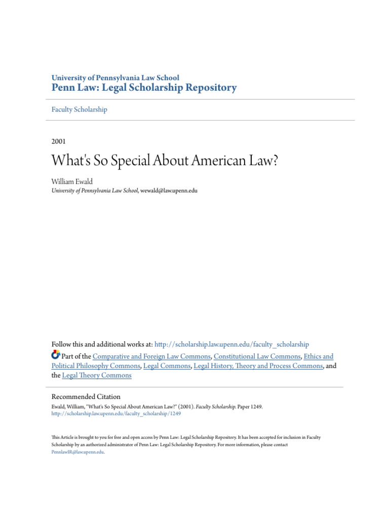 What's So Special About American Law?: Penn Law: Legal Scholarship ...