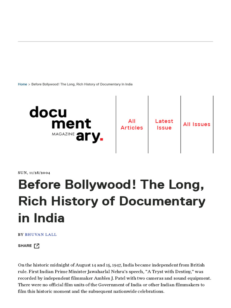 Before Bollywood! The Long, Rich History of Documentary in India _ International Documentary ...