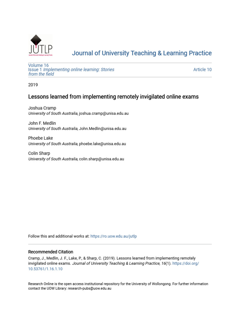 Lessons Learned From Implementing Remotely Invigilated Online Exa | PDF ...