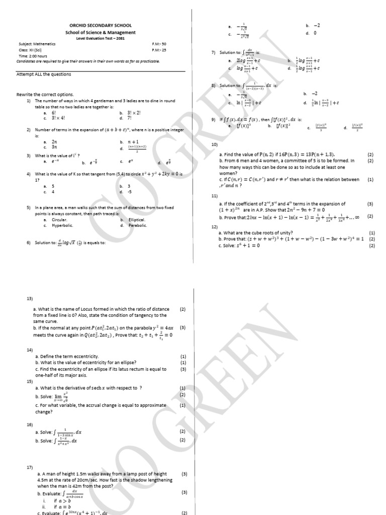Maths Qns Landscape MAA | PDF | Ellipse | Mathematics