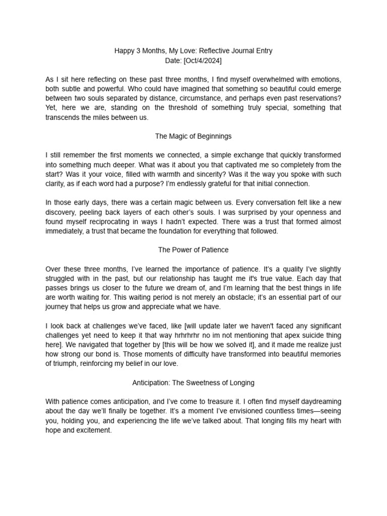 Our Reflective Journal Entry-1 | PDF | Love | Feeling