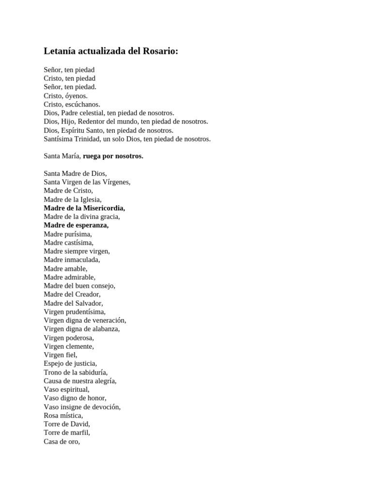 Letanía Del Rosario Actualizada – AJRUZ