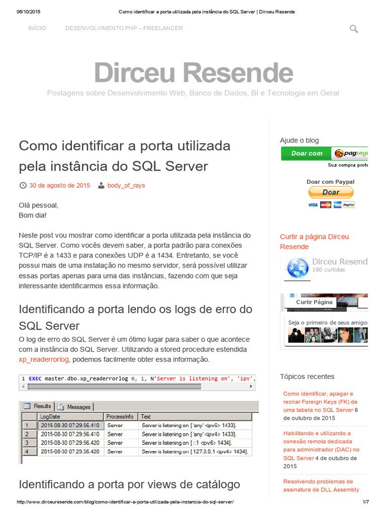 Como identificar a porta utilizada pela instância do SQL Server ...