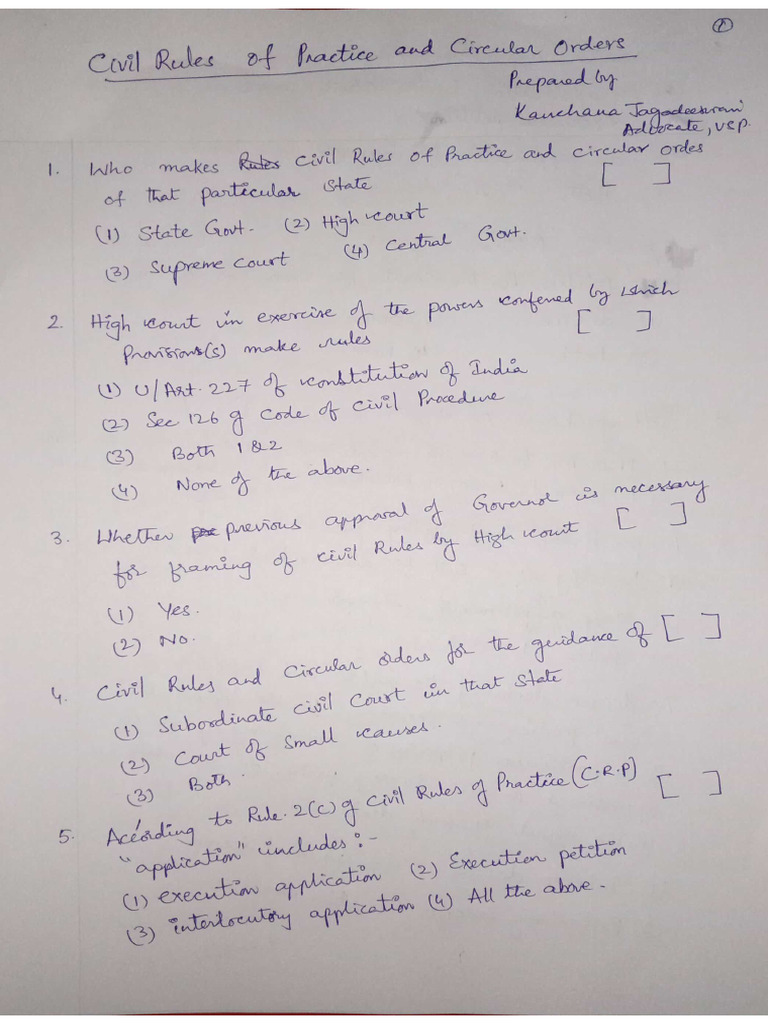 CIVIL RULES OF PRACTISE AND CIRCULAR ORDERS | PDF