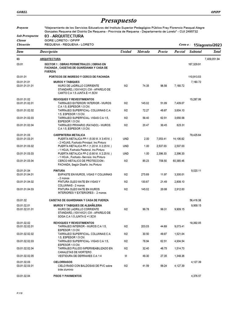 03 Ppto | PDF | Carpintería | Ingeniería de Edificación