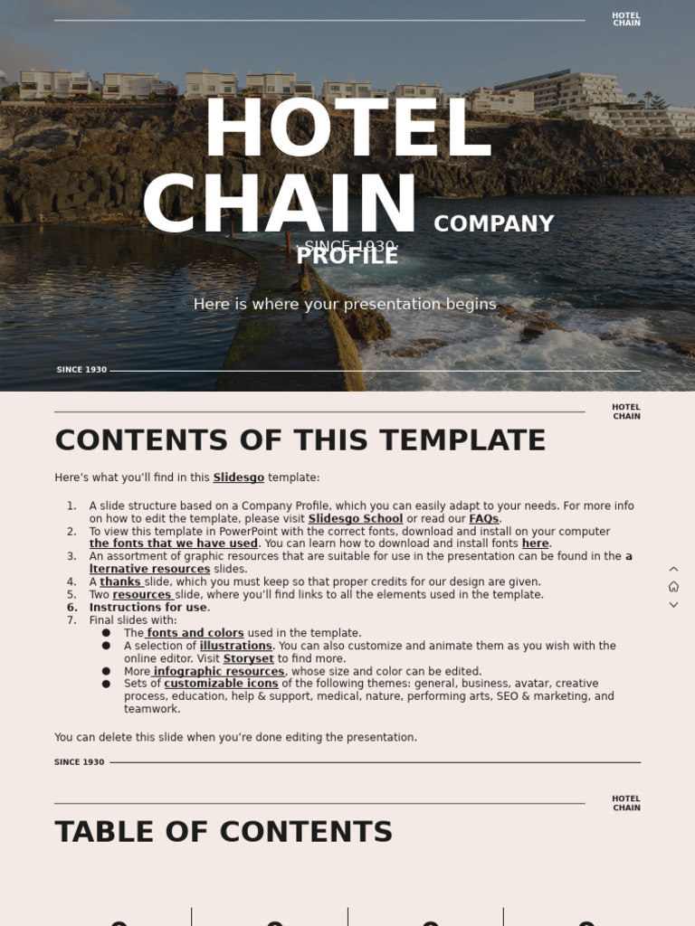 Hotel Chain Company Profile XL by Slidesgo | PDF | Planets | Solar System