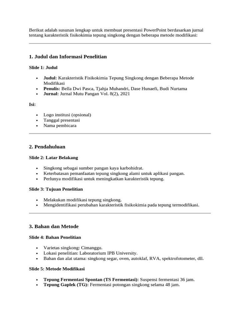 BAHAN PPT BIOTEK PANGAN MODIFIKASI TEPUNG SINGKONG | PDF