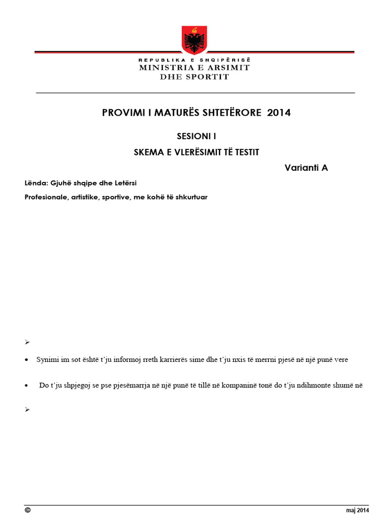 Skeme Vleresimi, Profesionale A | PDF