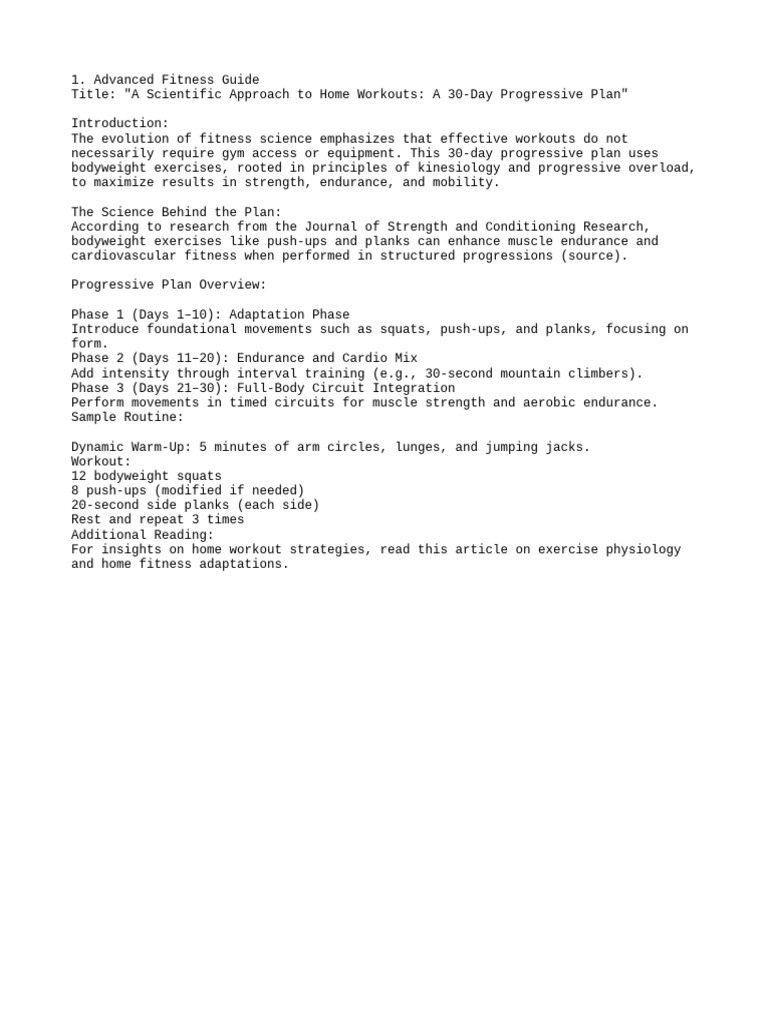 Advanced Fitness Guide | PDF