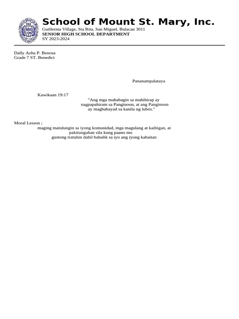 Format For Filipino | PDF