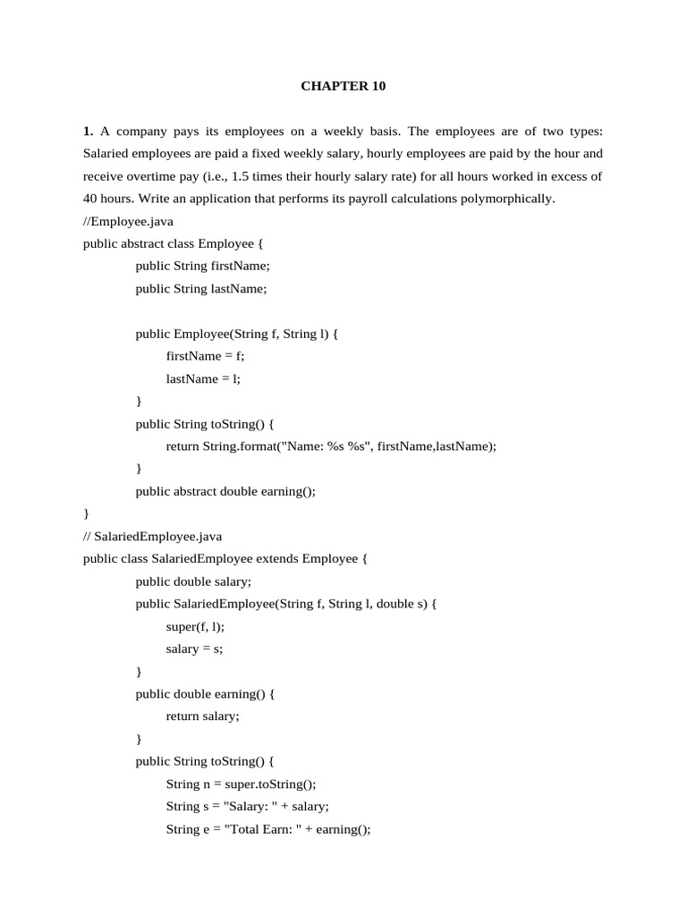 Java CH 10 Exercise | PDF | Salary | Employment