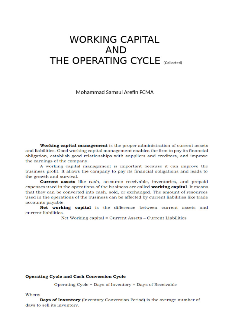 Working Capital | PDF | Working Capital | Credit