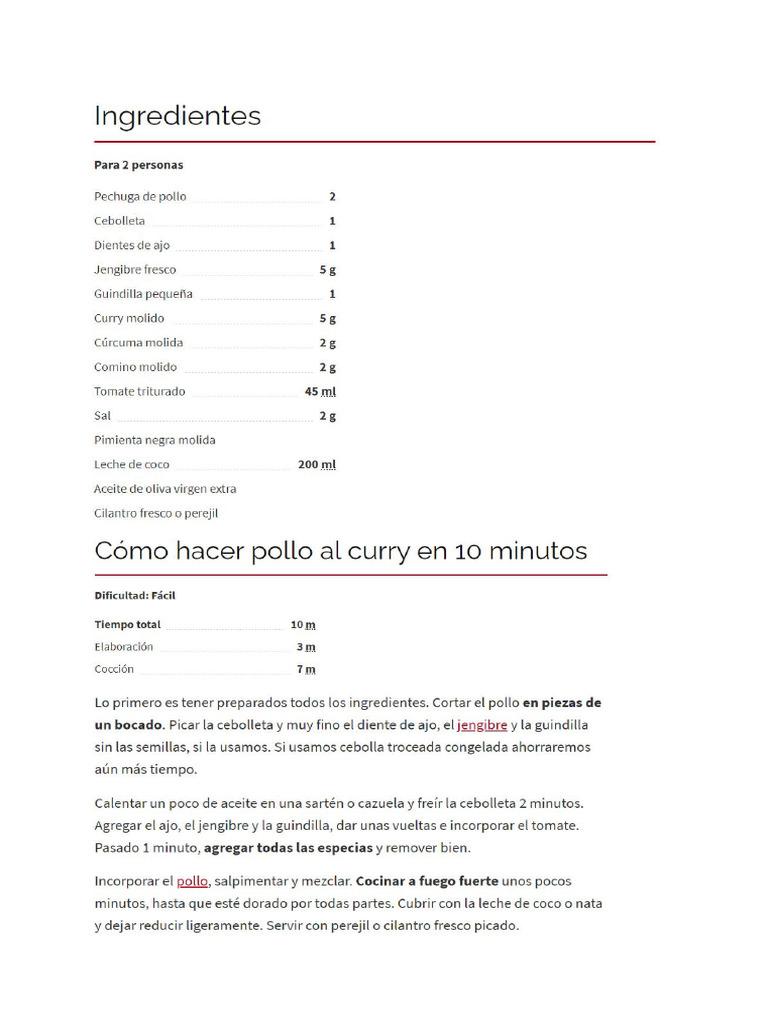 Pollo Al Curry | PDF