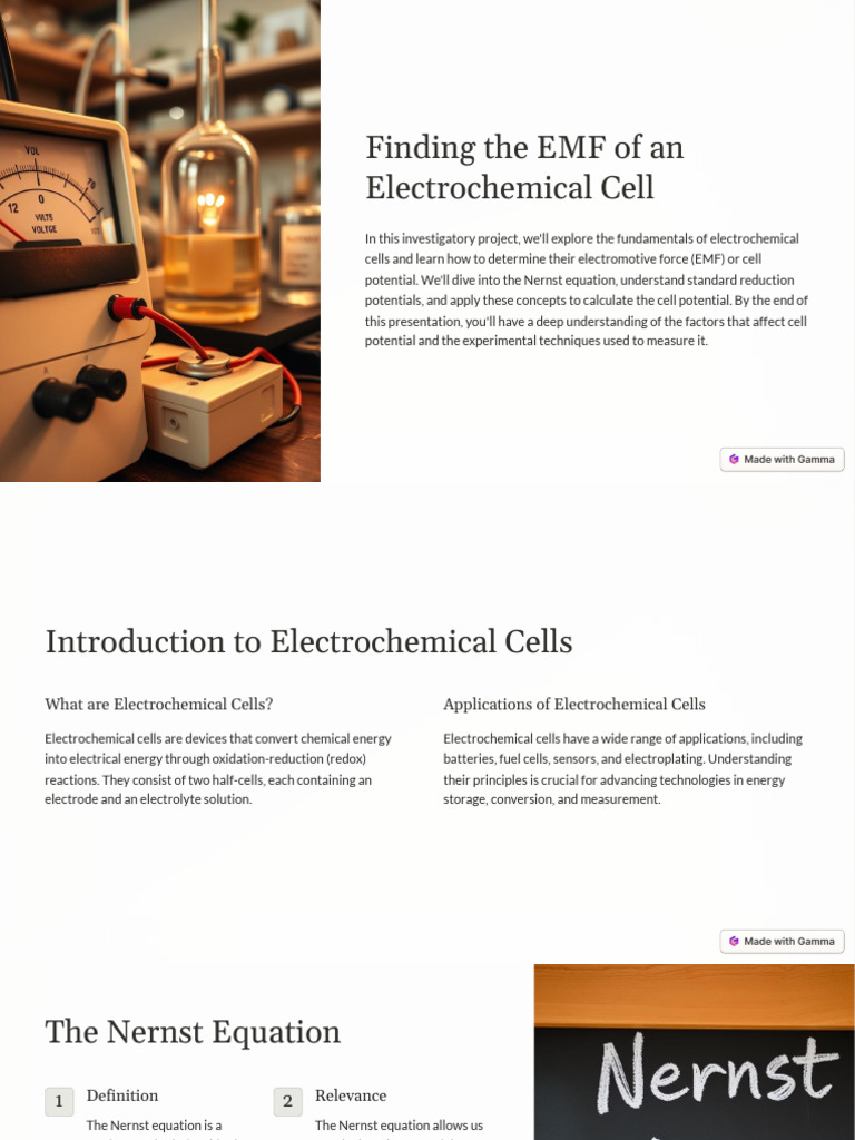 Finding The EMF of An Electrochemical Cell | PDF | Electrochemistry | Redox