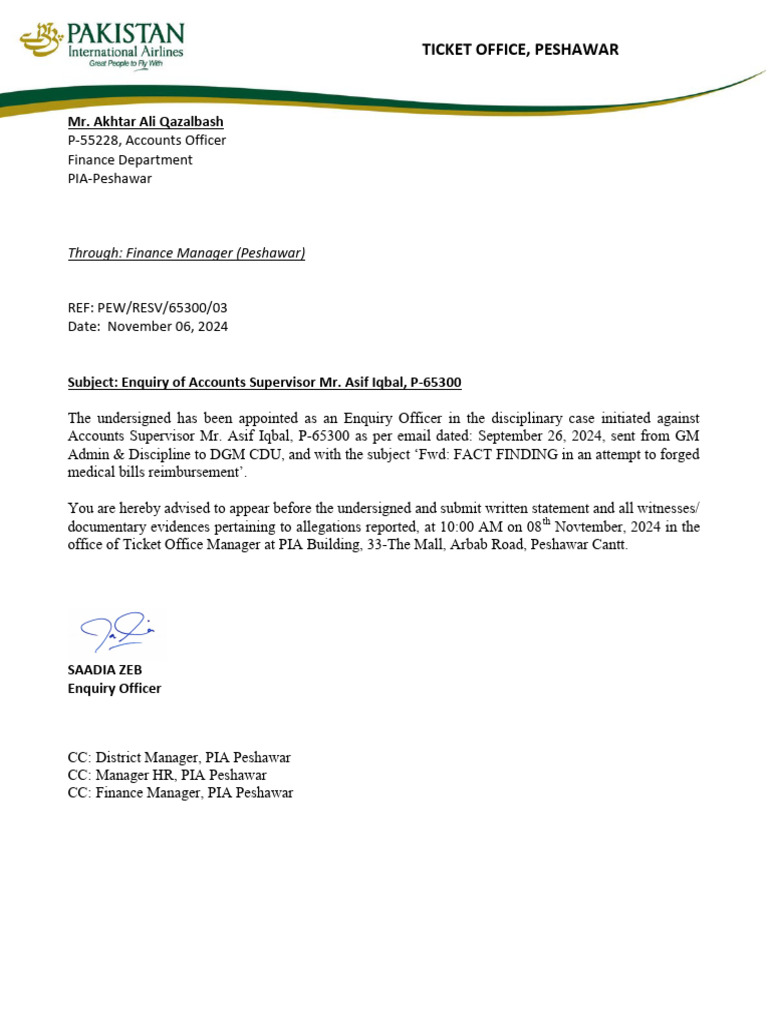 Inquiry Notice Accounts Officer | PDF