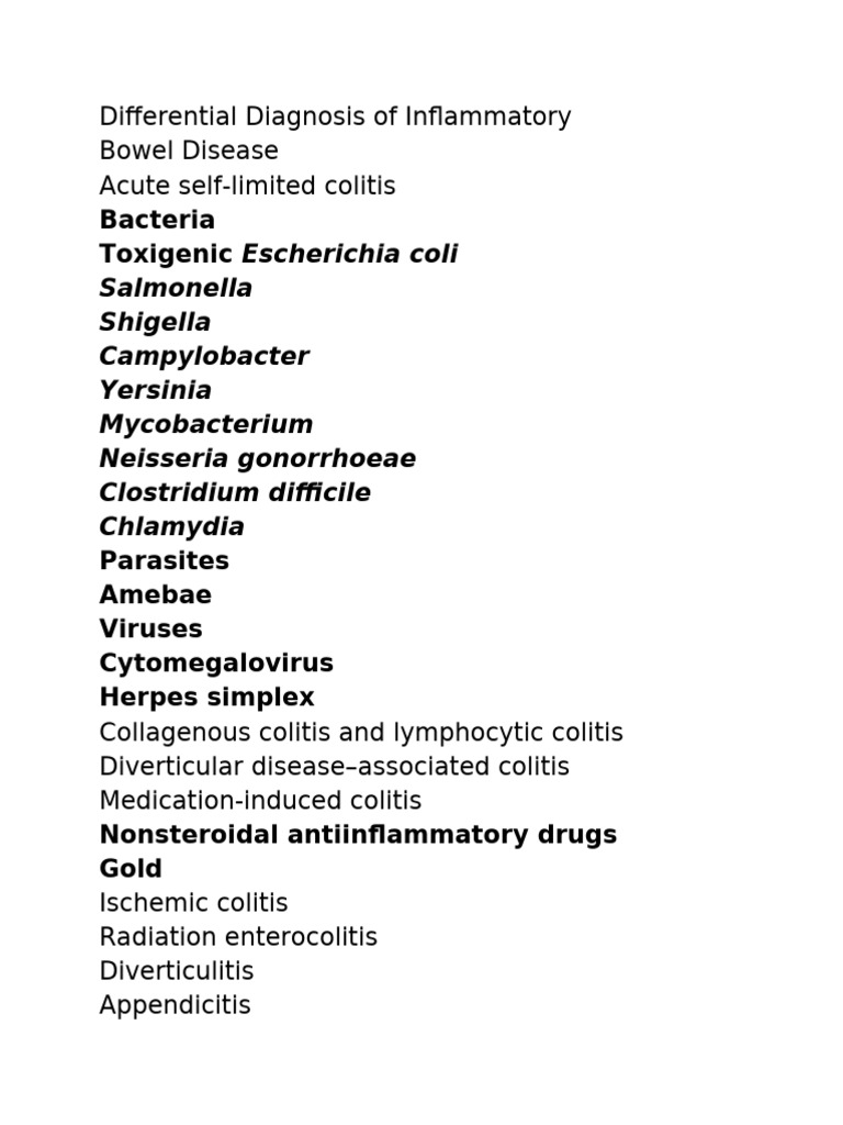 Differential Diagnosis of Inflammatory Bowel Disease | PDF