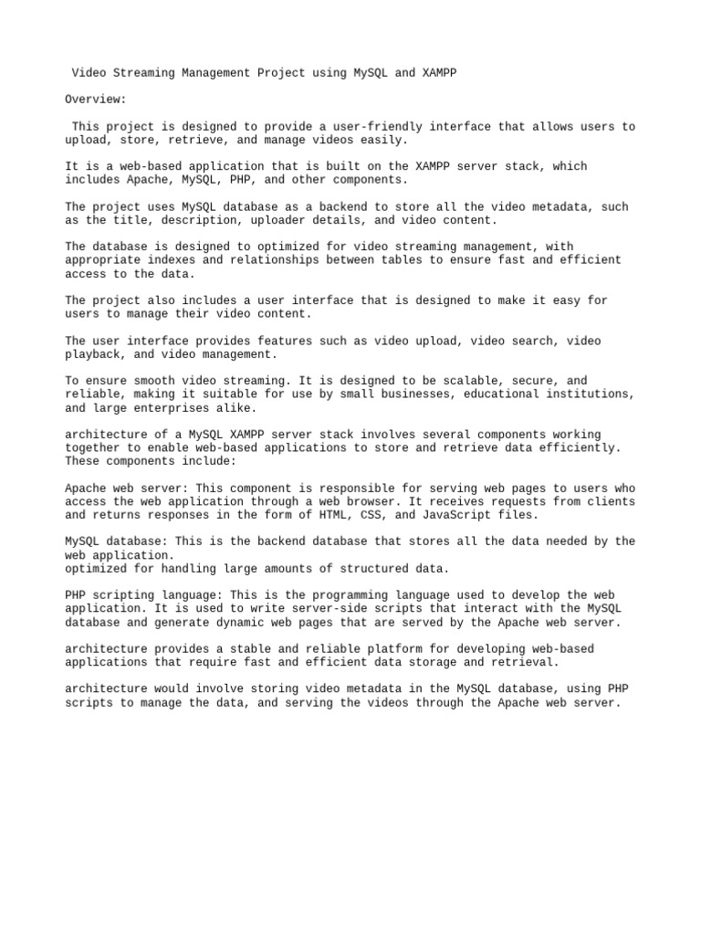Video Streaming Management Project | PDF