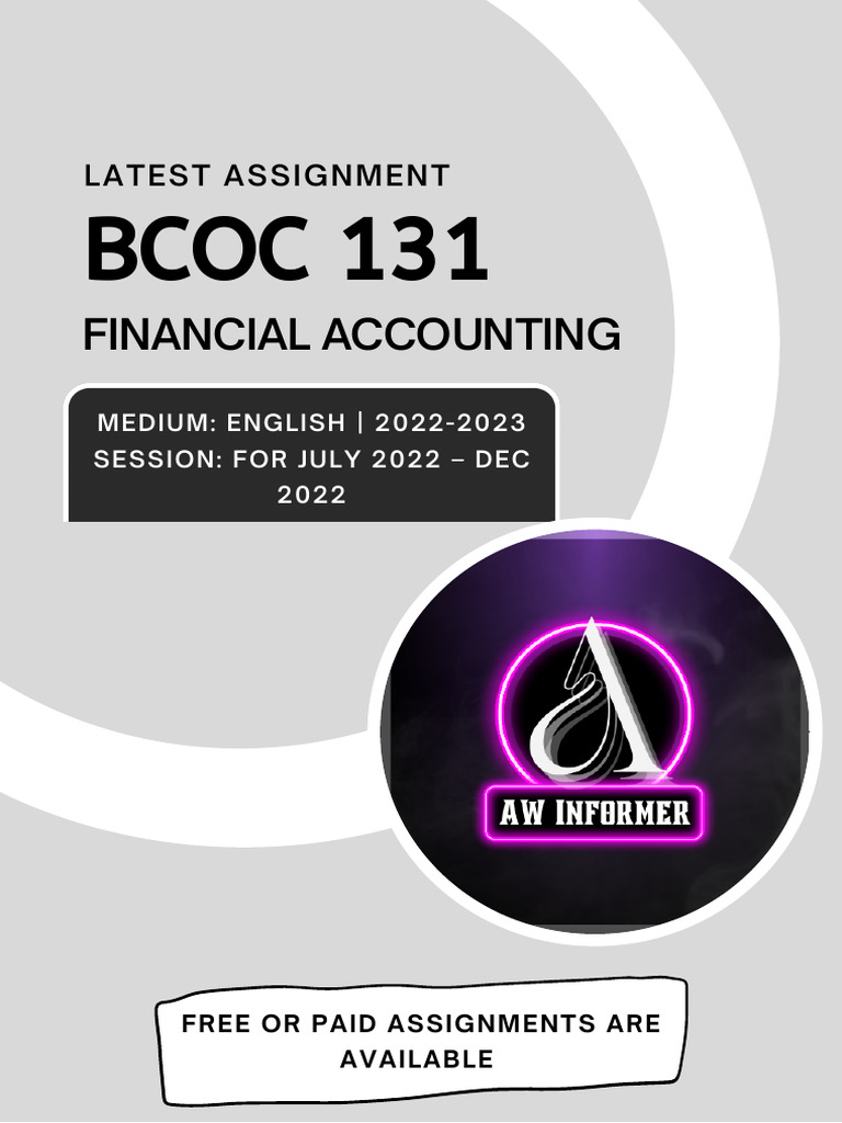 BCOC-131 Financial Accounting Assignment Guide | PDF | Stocks | Discounting
