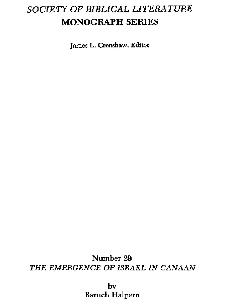 Halpern Emergence of Israel in Canaan | PDF | David | Books Of Samuel