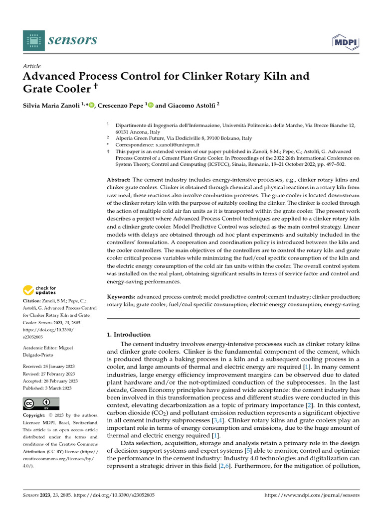 Advanced Process Control For Clinker Rotary Kiln A | PDF | Cement ...