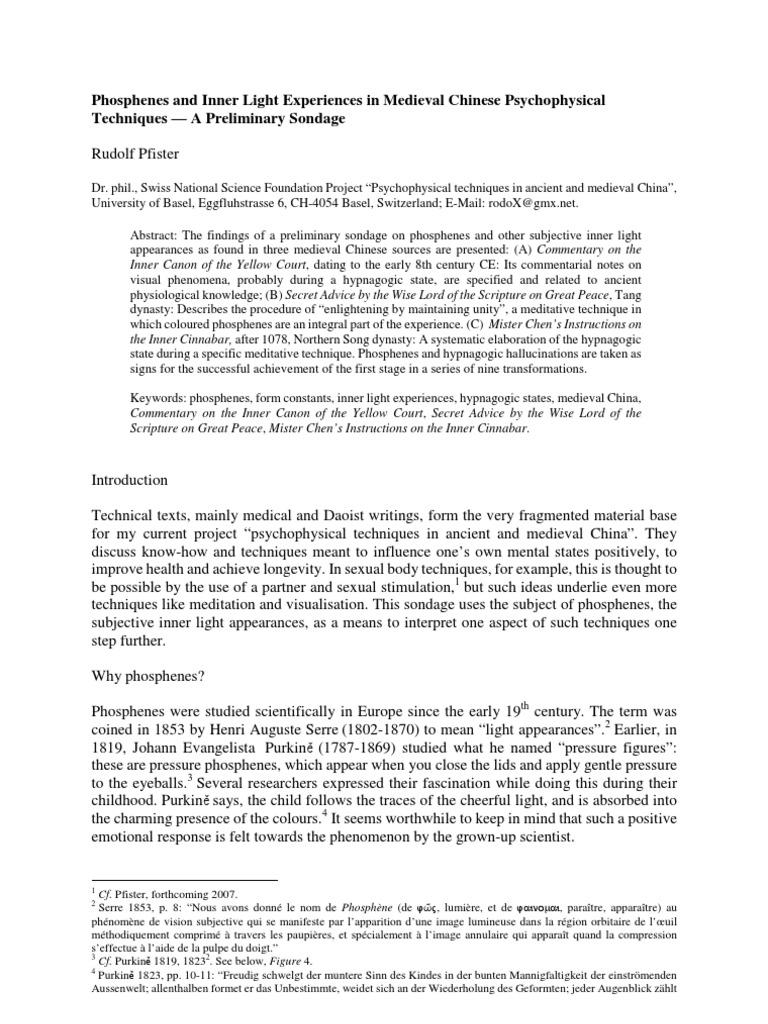 Phosphenes in Medieval Chinese Techniques | PDF | Science | Physiology