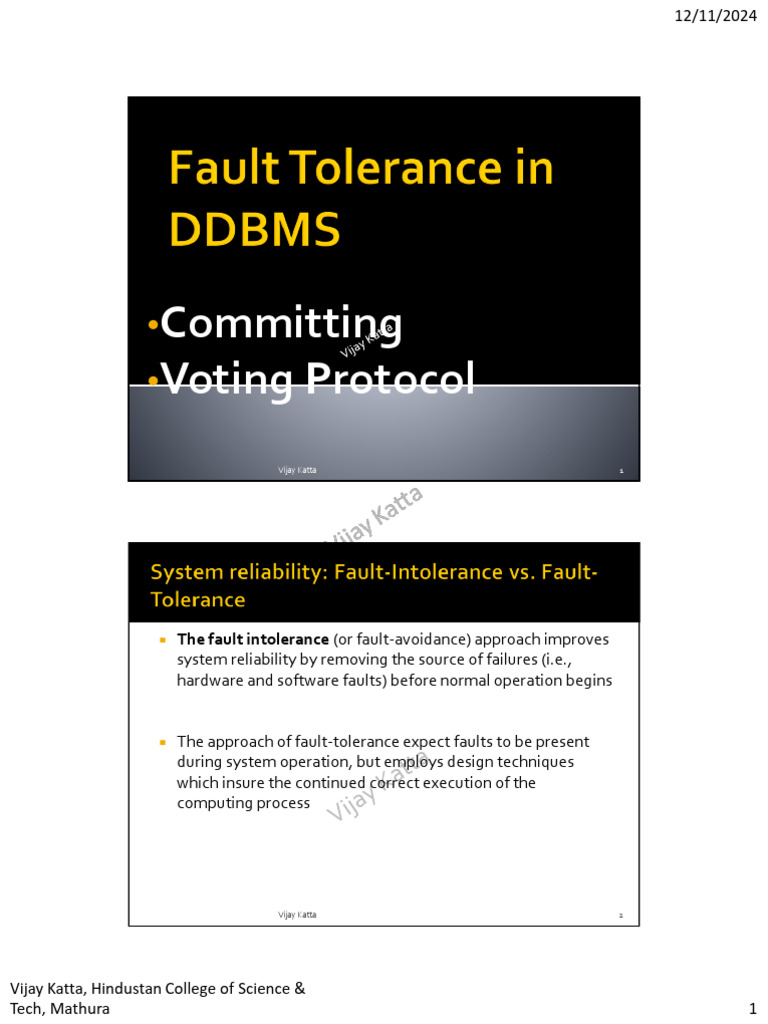 UNIT - 4B Fault Tolerance | PDF | Database Transaction | Fault Tolerance