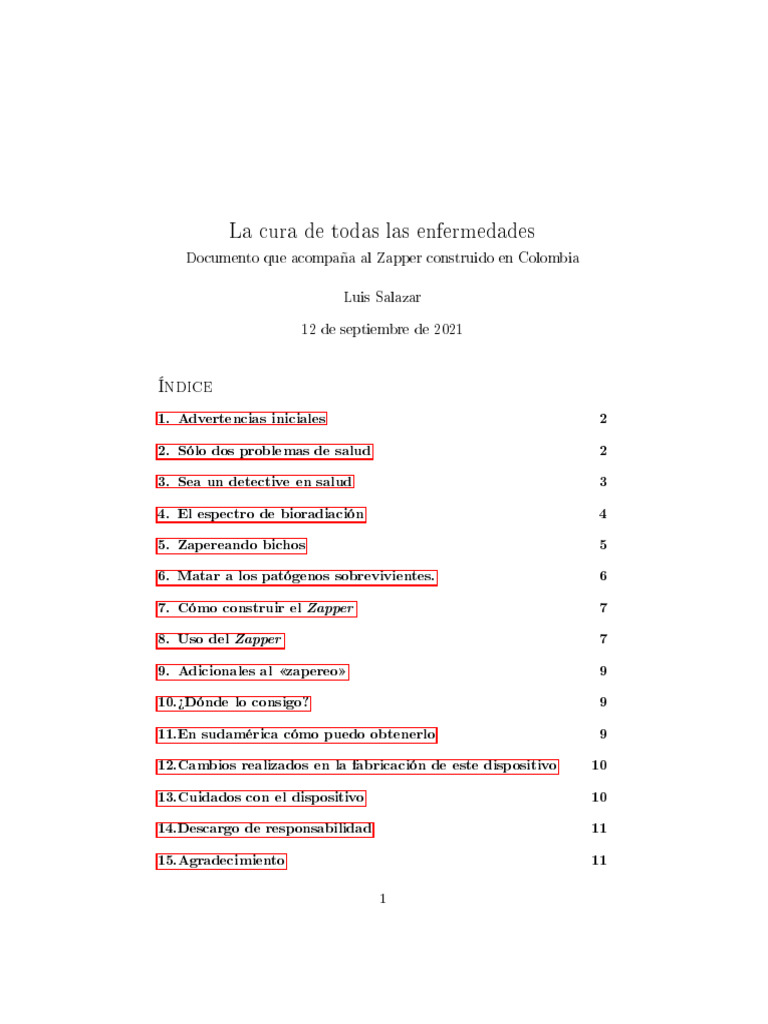 Zapper - La Cura de Todas Las Enfermedades | PDF | Patógeno | Las bacterias
