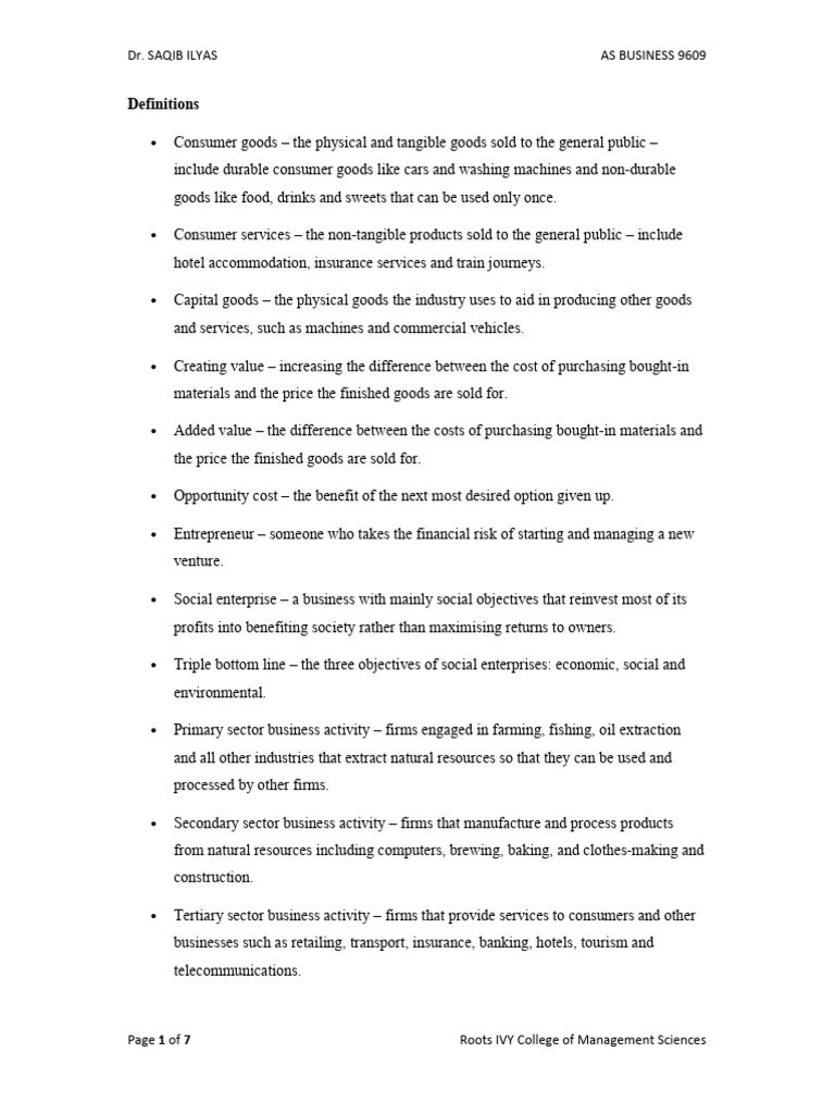Section 1 and Section 2 Def. Only As Business Studeis IVY CMS | PDF ...