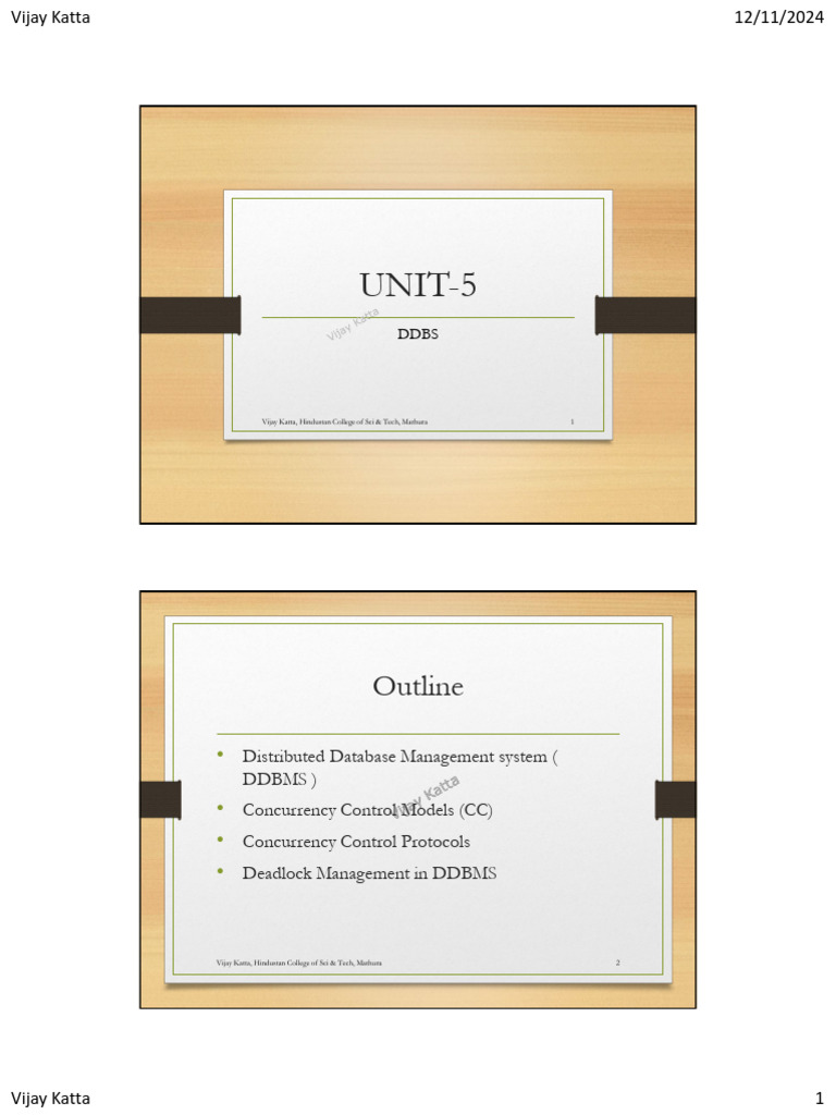 UNIT-5 + DDBMS | PDF | Database Transaction | Acid UNIT-5 + DDBMS | PDF | Database Transaction | Acid