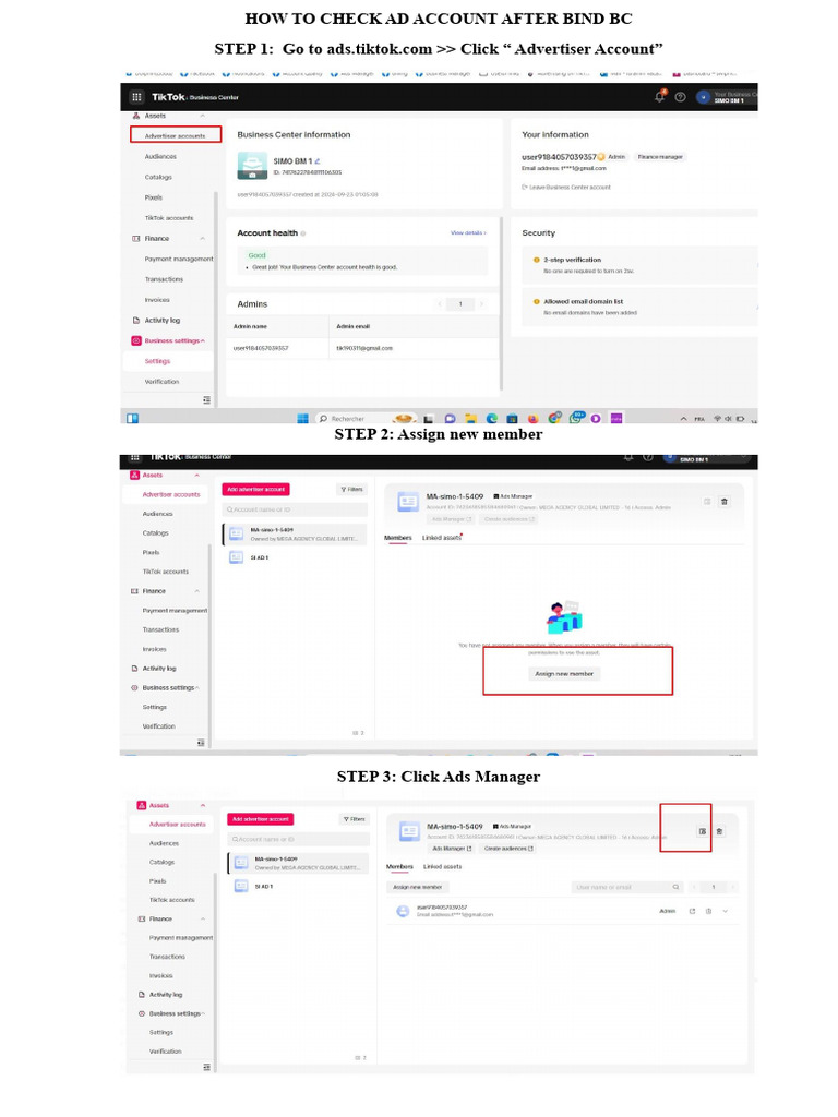 How To Check Ad Account After Bind BC | PDF