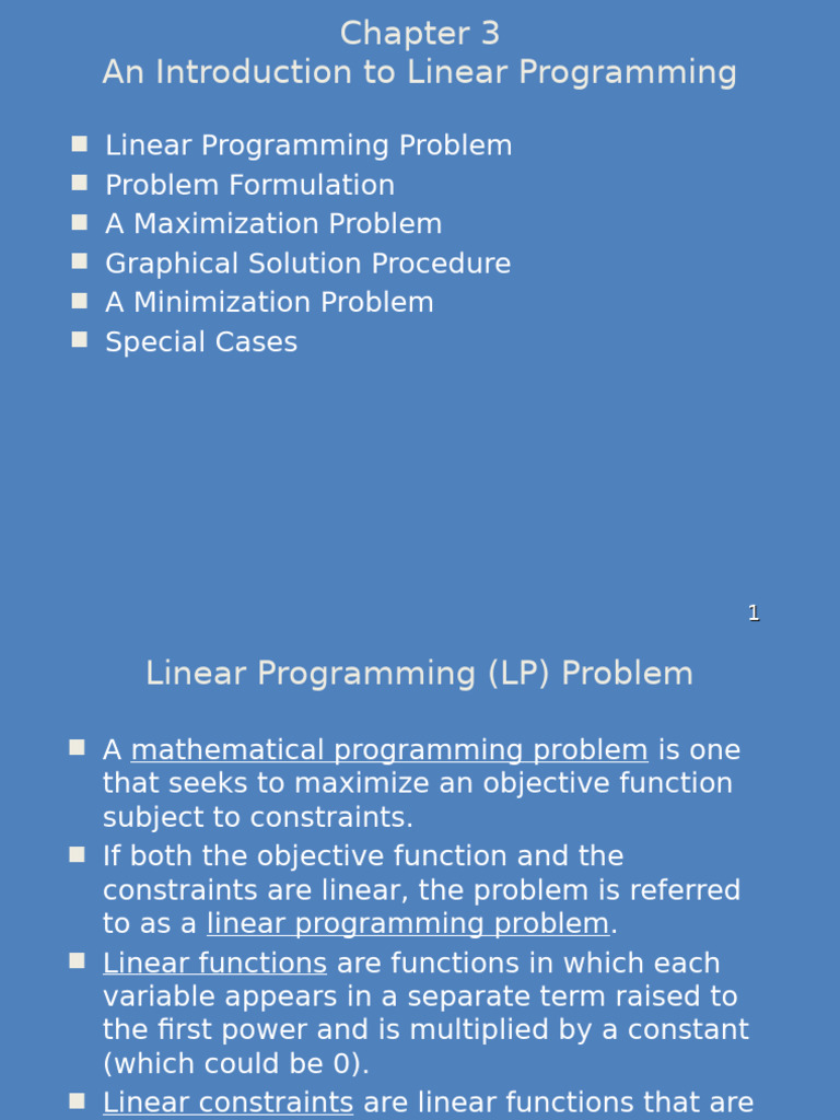 Chapter 03 Part A | PDF | Mathematical Optimization | Linear Programming