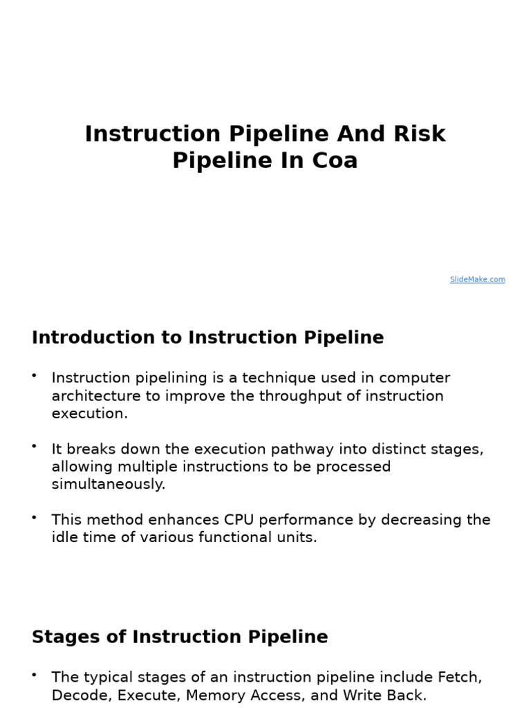 Instruction Pipeline and Risk Pipeline in Coa | PDF | Central ...