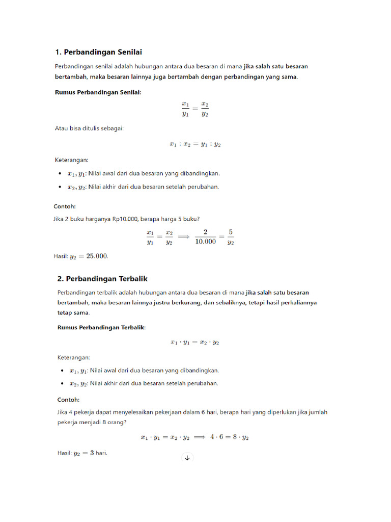Rumus Perbandingan Senilai Dan Terbalik | PDF