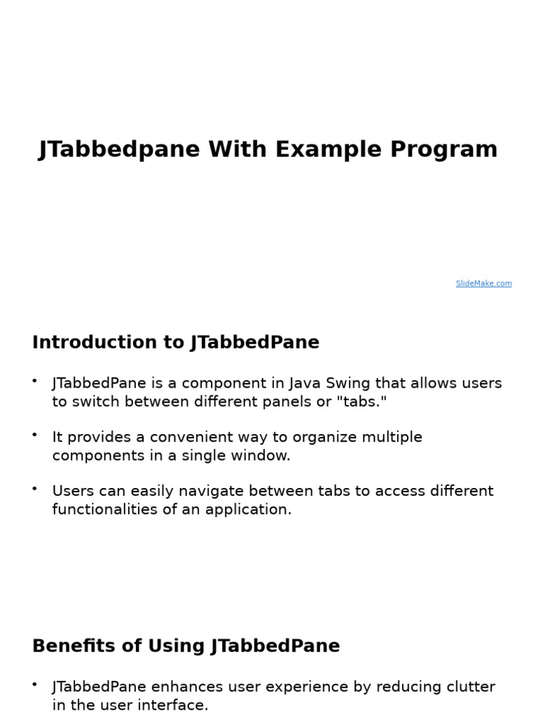 JTabbedpane With Example Program | PDF | System Software | Computer Programming