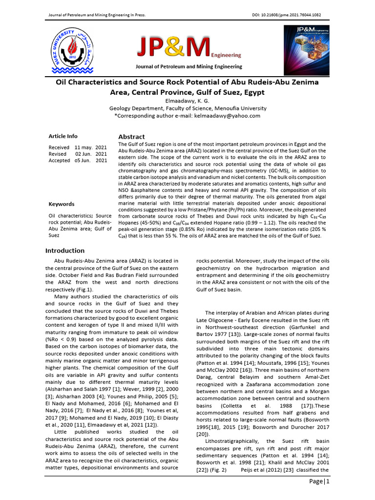 JPME Volume 23 Issue 2 Pages 1-12 | PDF | Geology | Earth Sciences